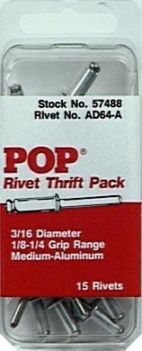 Helicoil HEL57488 Pop Ad64Abs 1/8-1/4-3/16Dia Rivet (15Pk) [Set of 4]