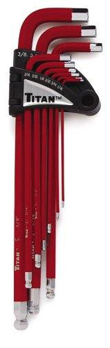 Titan TIT12714 Tools 12714 9-Piece Extra-Long Arm Ball Tip Metric Hex Key Set