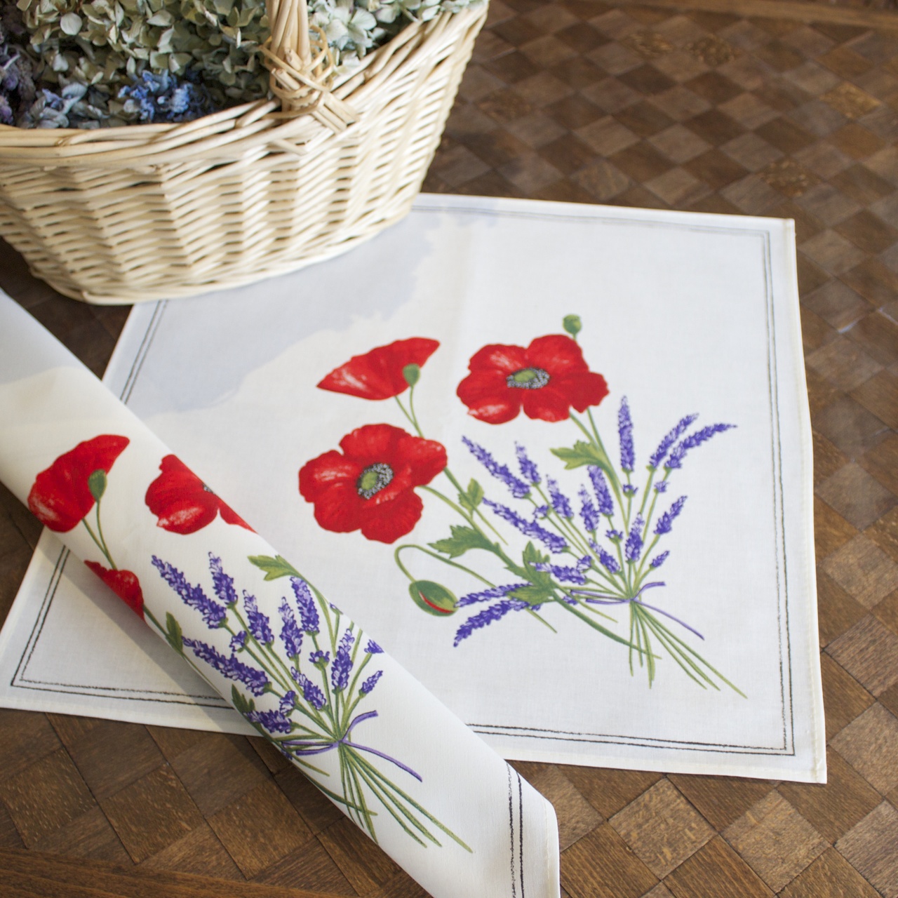 Poppy Ecru Serviette French Napkin Made in France - Frenchshoponline.com.au