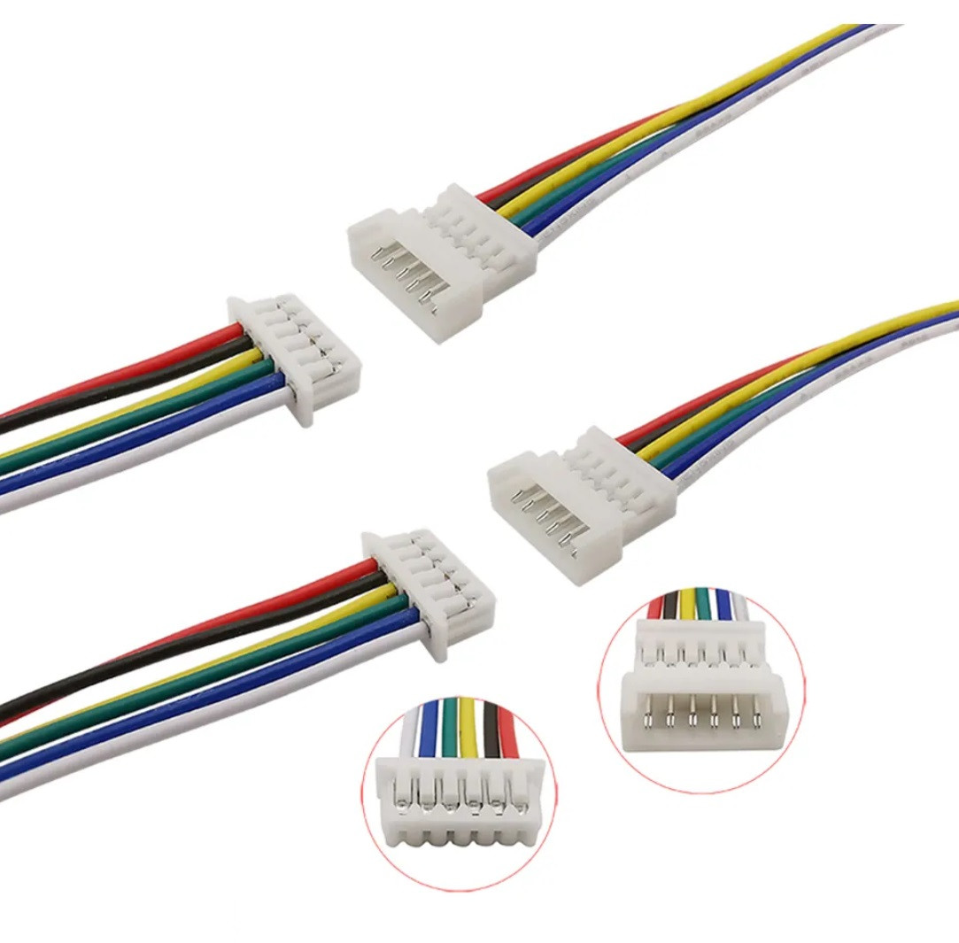 2 Sets Micro JST 1.25mm 6 Pin Male / Female 10cm 28awg wires