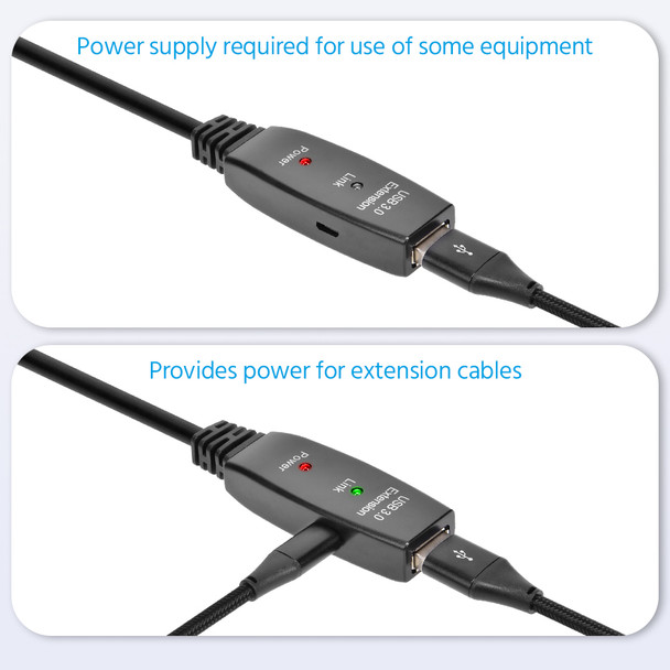 30 Foot USB 3.0 Active Extension Repeater Type A Male / Female Cable