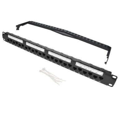 Cat.6A 110 Type 24 Port Rackmount Patch Panel with Support Bar, UL Listed