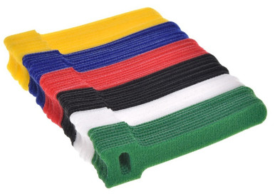 6 Inch (10cm) Hook and Loop Wrap Strap 1/2" Width, 6 Colors, 60 Pack