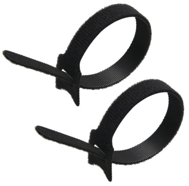 8" Hook and Loop Wrap Strap 1/2" Width Black, 100pc Pack
