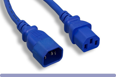 6 Foot 18 AWG Power Cable, IEC320 C13 to C14, 250V - Blue