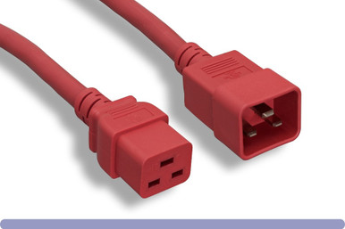 5 Foot C19-C20 Server Power Cord, 12awg, 20 Amp, 250 volt, Red