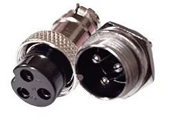 GX16 3 Pin Aviation Plug Male / Female, Panel Mount