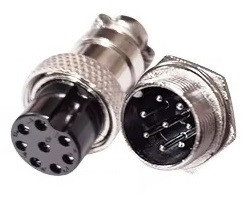 GX16 8 Pin Aviation Plug Male / Female, Panel Mount
