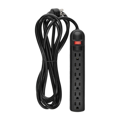 12 Foot 6 Outlet Surge Protector with Right Angle Plug