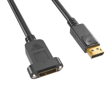 6 Foot DisplayPort Male To Panel Mount Type Female Cable