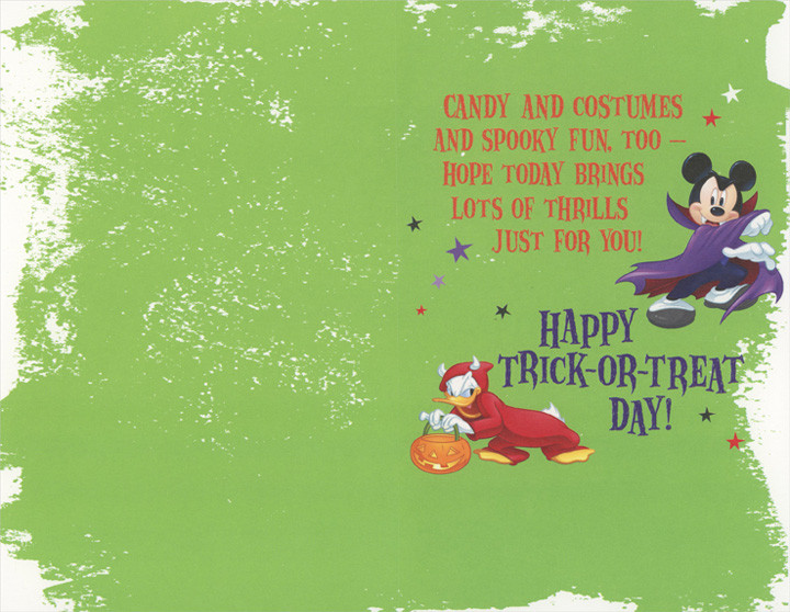 Mickey, Minnie and Goofy Trick or Treat Juvenile Disney Halloween Card ...