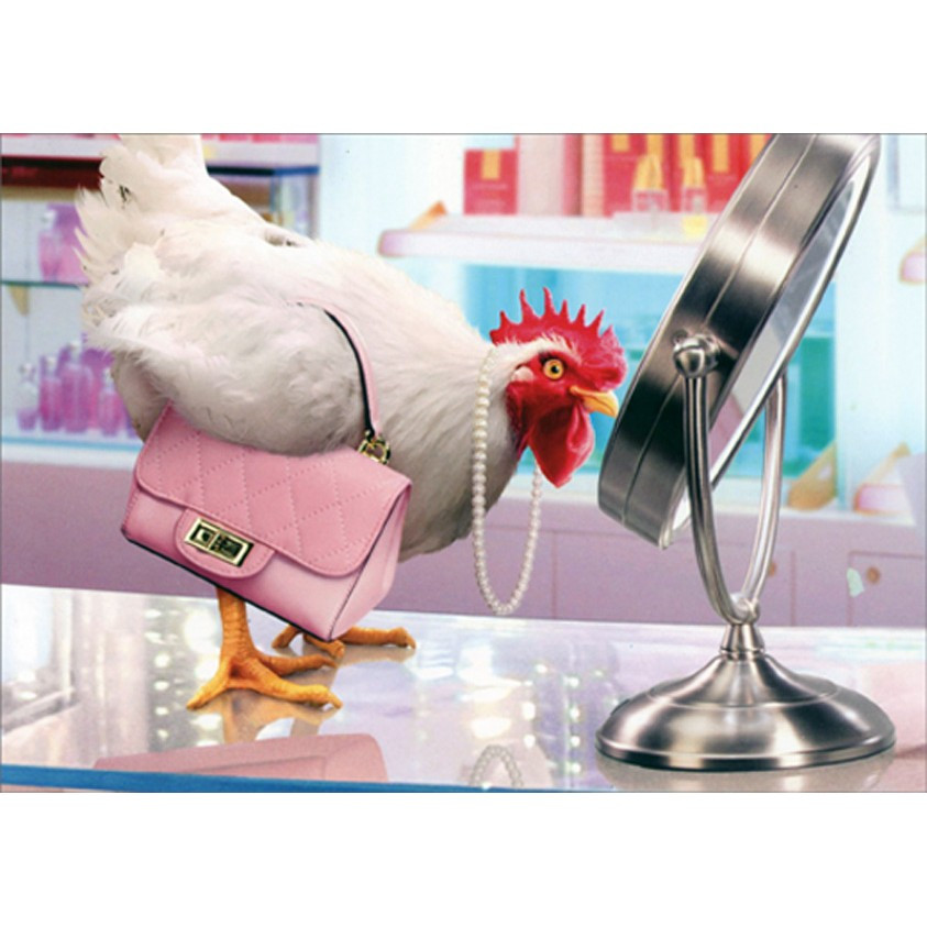 Chicken, Pink Purse and Makeup Mirror StandOuts Pop Up Funny / Humorous ...