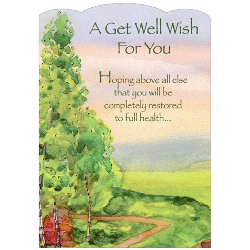 Get Well Wish : Tall Trees and Winding Path Die Cut Z-Fold Get Well ...