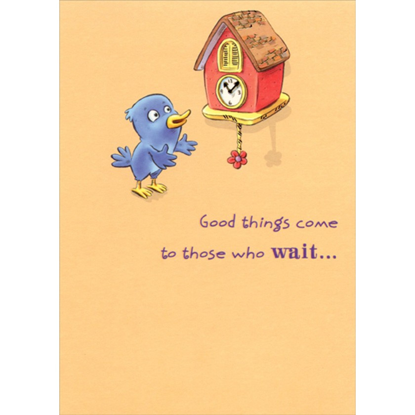 Bluebird Waiting for Cuckoo Clock Funny / Humorous Birthday Card ...
