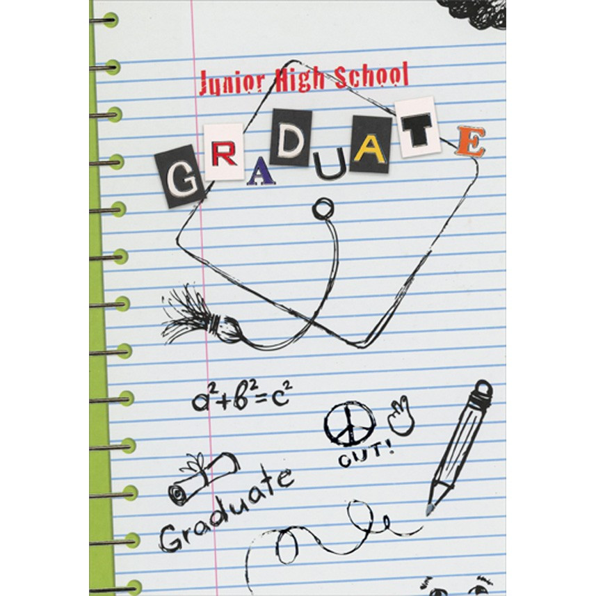Thin Black Lined Doodles : Lined Paper Junior High School Graduation ...