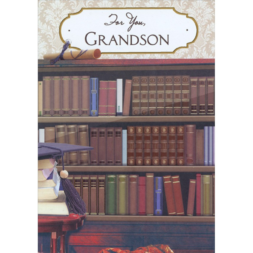 Books in Bookcase Graduation Congratulations Card for Grandson ...