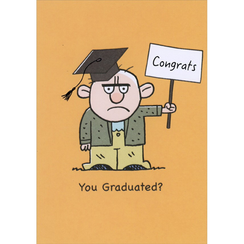 Grumpy Grad Man Holding Congrats Sign : 3D Sliding Panel and Moving ...