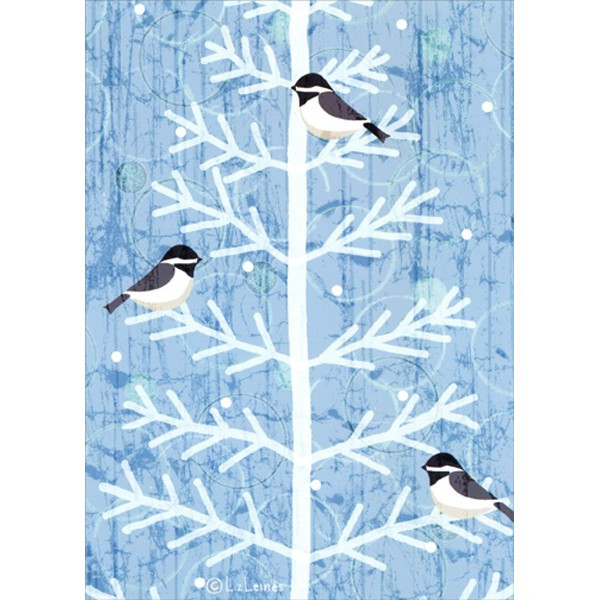 Chickadees on White Tree Branches : Liz Leines Box of 18 Christmas ...