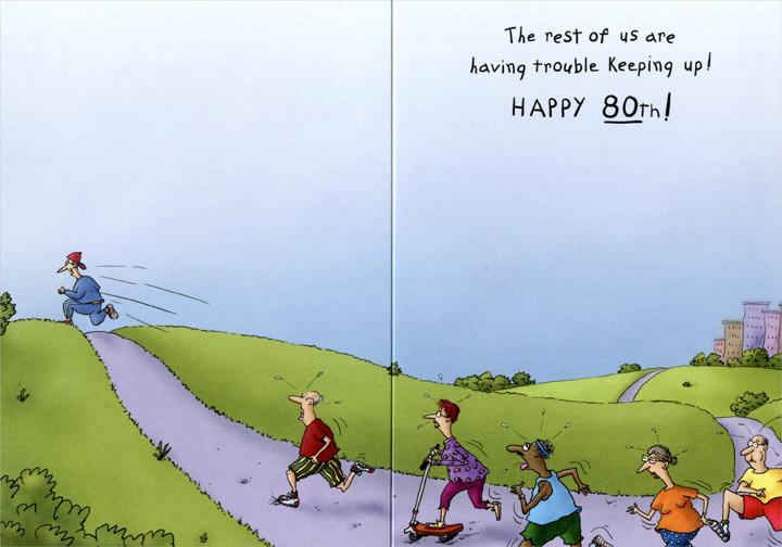 Stretching Jogger Funny 80th Birthday Card | PaperCards.com