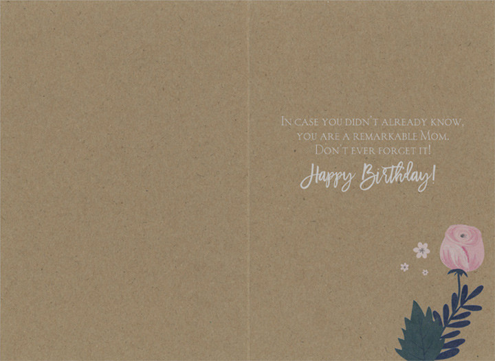 Six Pink Roses on Light Brown Birthday Card for Mom | PaperCards.com