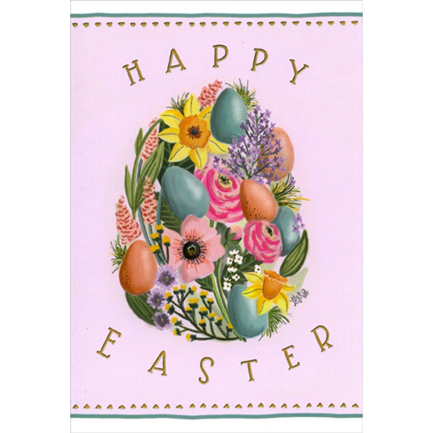 Spring Florals in Egg Shape Easter Card | PaperCards.com