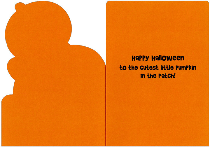 Smiley Pumpkin Head with Black Cat Juvenile Halloween Card for Kid ...