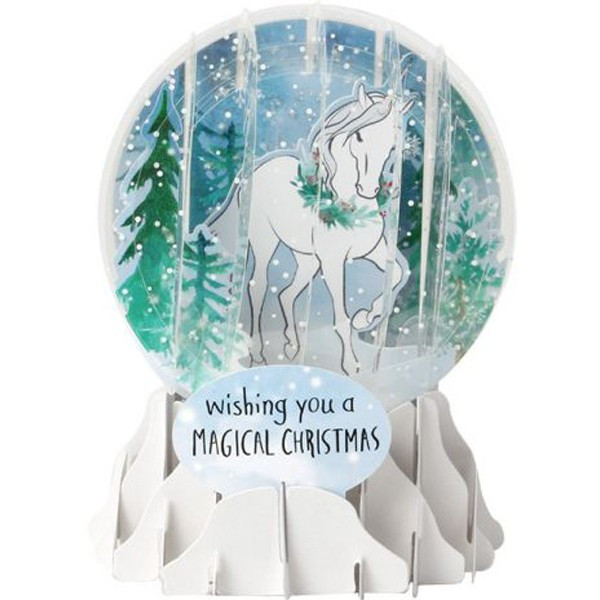 Magical Christmas Unicorn 5 Inches Pop-Up Snow Globe Christmas Card ...