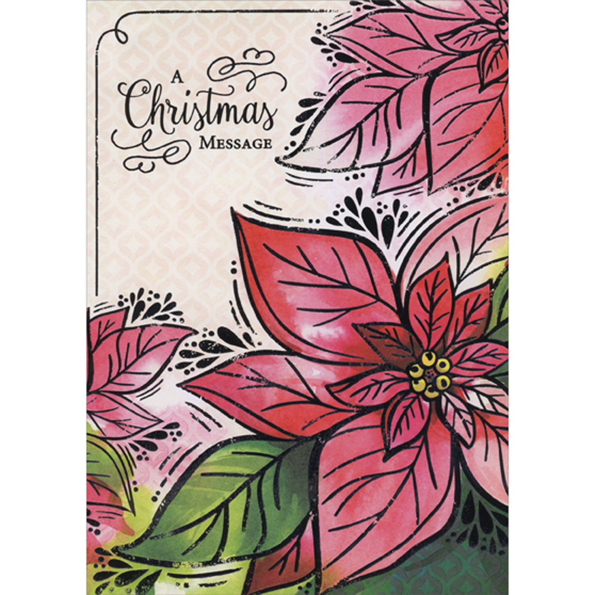 Large Pink Poinsettias: A Christmas Message Christmas Card | PaperCards.com
