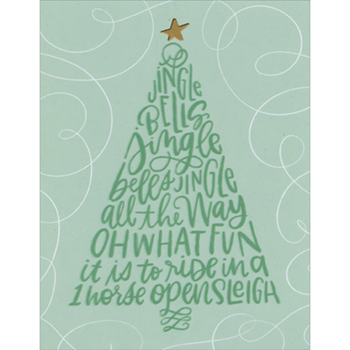 Jingle Bells: Green Lyrics in Tree Shape Calligram Christmas Card ...