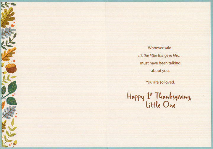 Acorns, Leaves and Fall Foliage Border First / 1st Thanksgiving Card ...