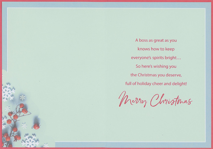 Holly Berries and Snowflake Borders on Light Blue Christmas Card for ...