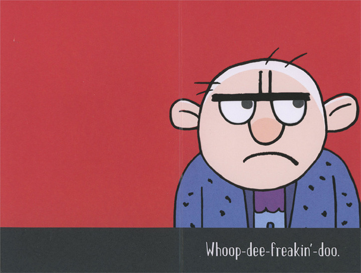 Grumpy Man Holding Yellow Flowers on Red with Interactive Sliding Image ...