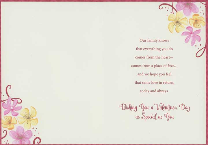 Love Makes a Family: Sparkling Flowers on Dark Red Valentine's Day Card ...