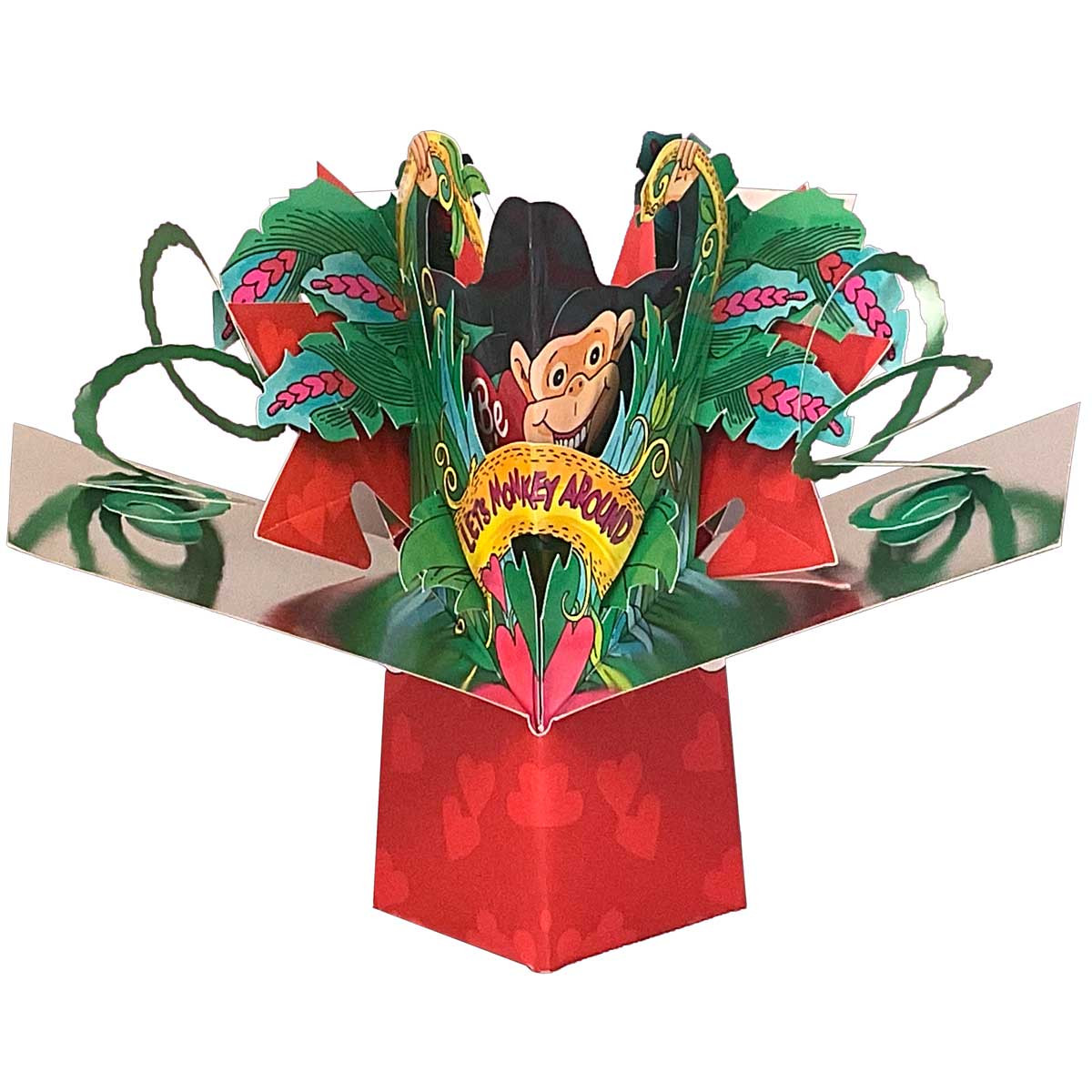 Let's Monkey Around 3D Pop Up Paper Sculpture Funny Valentines Day Card ...