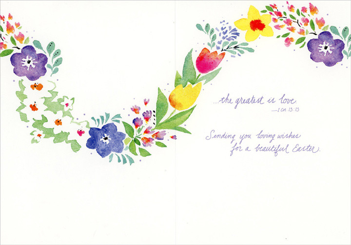 Faith, Hope and Love: Watercolor Pink, Yellow and Purple Floral Wreath ...