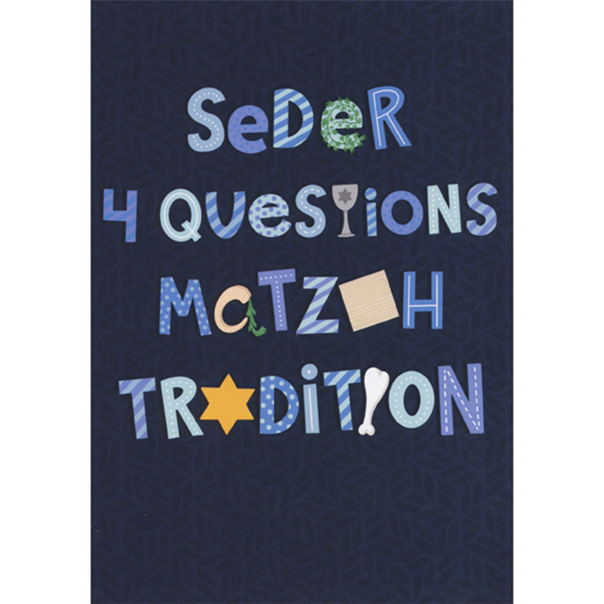 Seder 4 Questions Matzah Tradition: Blue Letters on Black Background ...