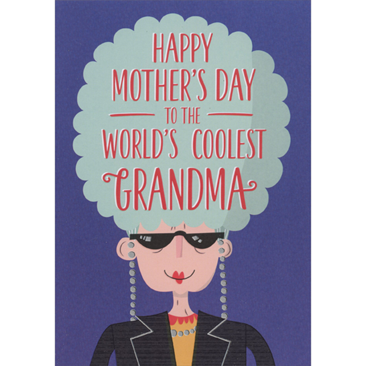 World's Coolest Grandma: Woman with Large Blue Hair Juvenile Mother's ...