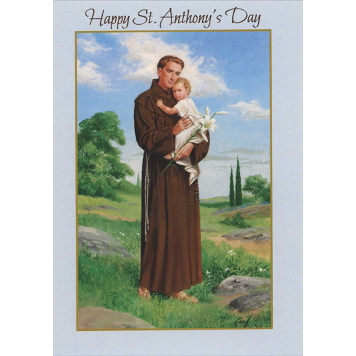 St. Anthony Hugging Child and Holding Lilies Religious St. Anthony's ...