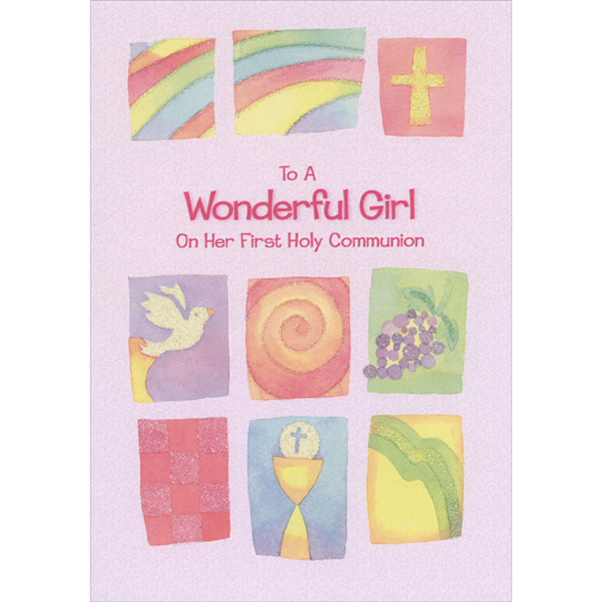 Colorful Sparkling Watercolor Symbols in Nine Panels on Pink 1st ...