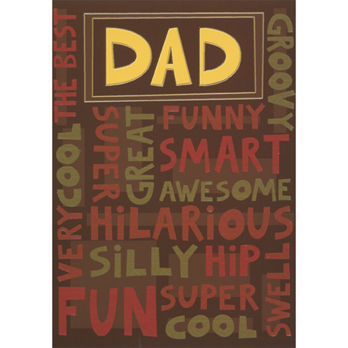 Gold Foil DAD Letters with Green and Dark Red Positive Words on Brown ...