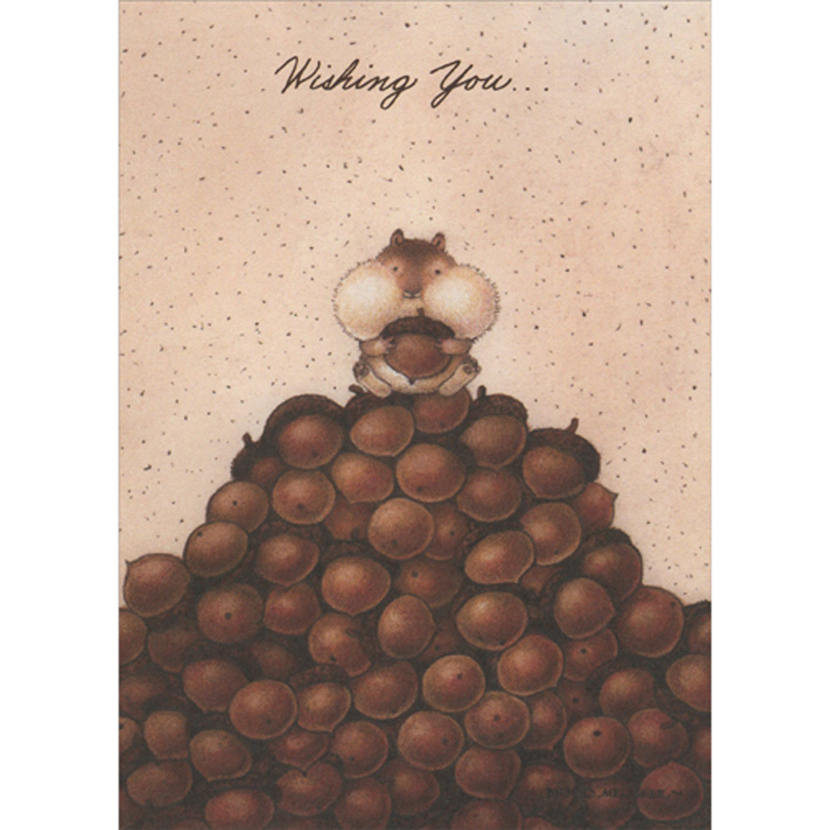 Chipmunk Sitting on Top of Large Pyramid of Acorns Thanksgiving Card ...