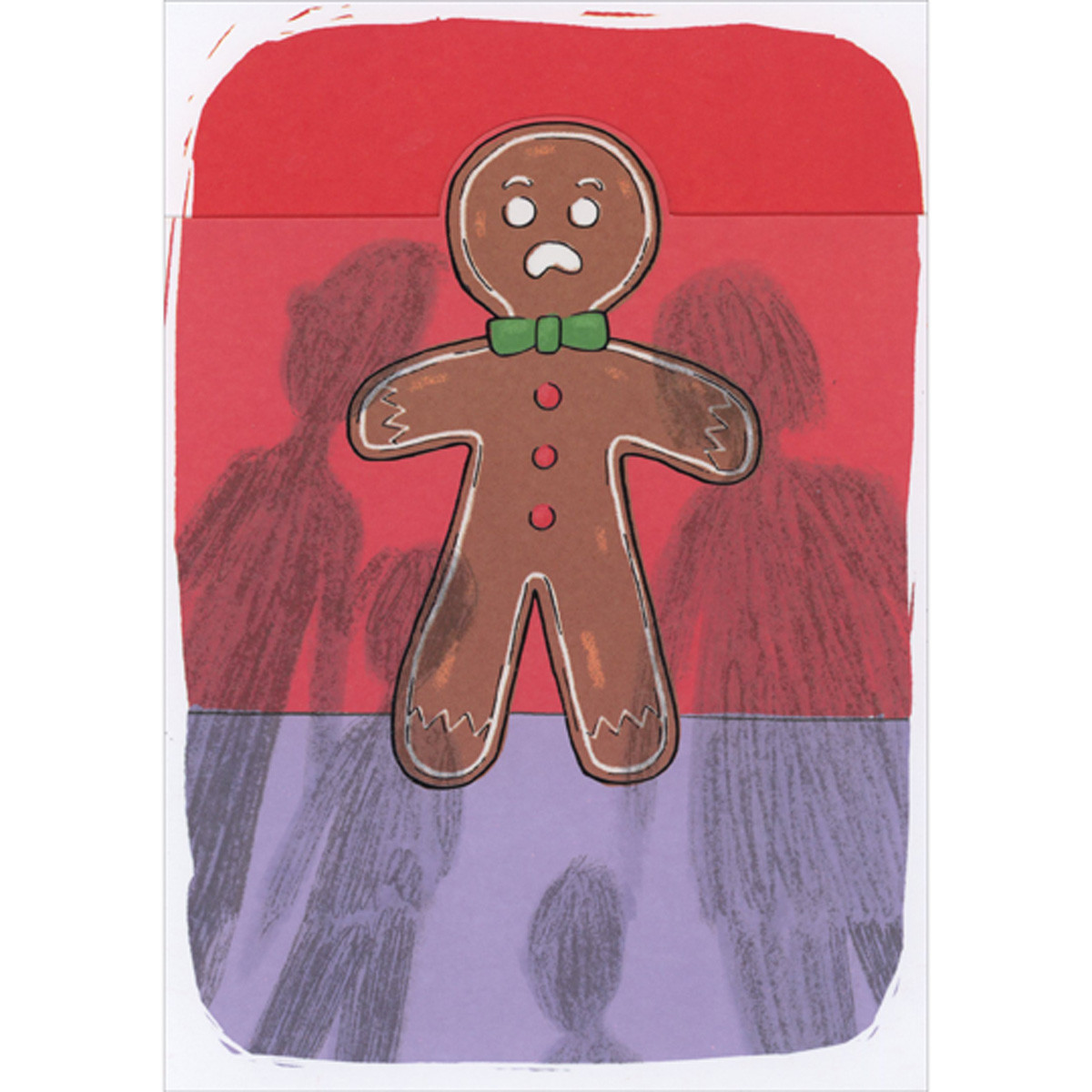 Nervous Gingerbread Man in Shadow of Family 3D Pop Up Humorous / Funny ...