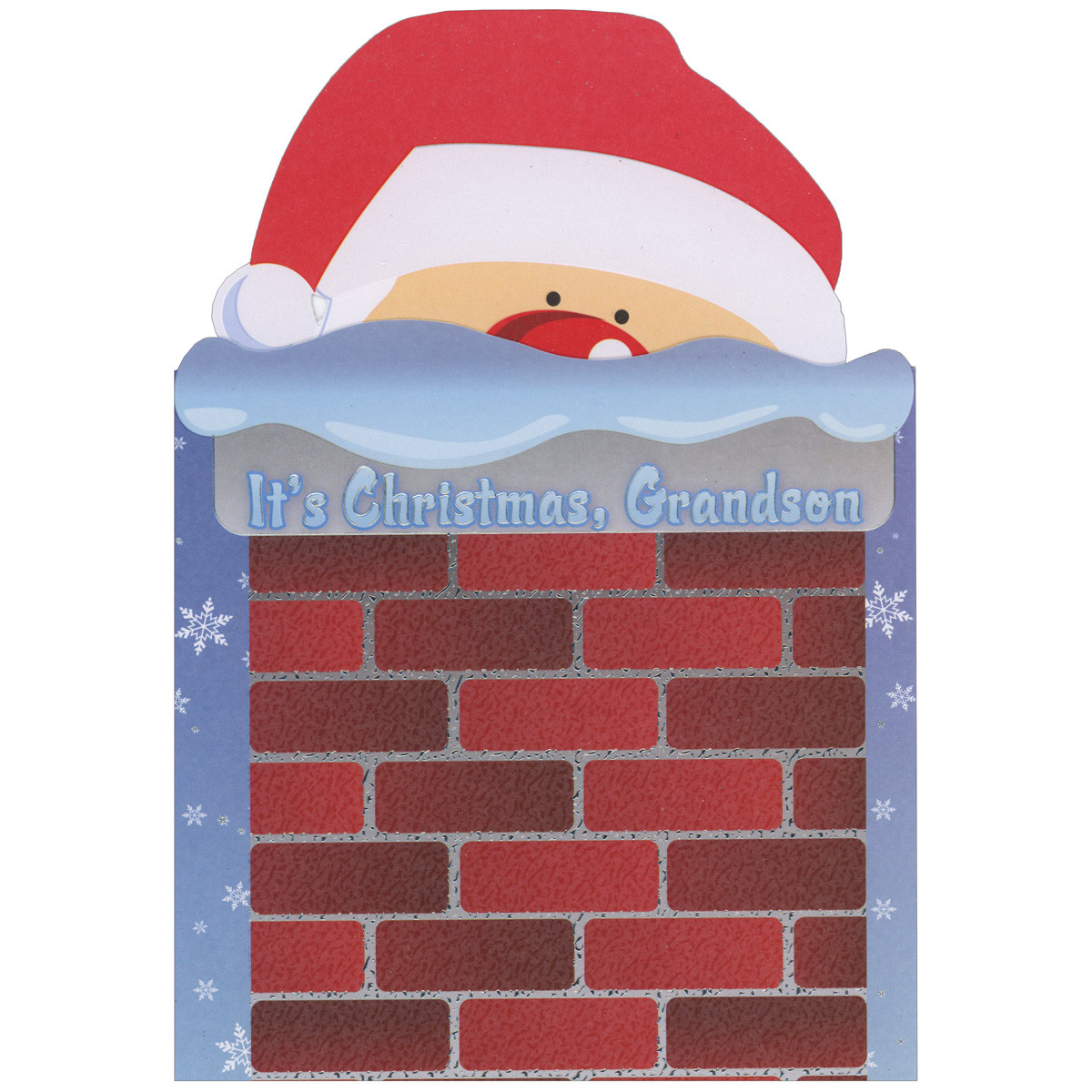 Die Cut Santa Inside Red and Silver Bricked Chimney Slide Out ...