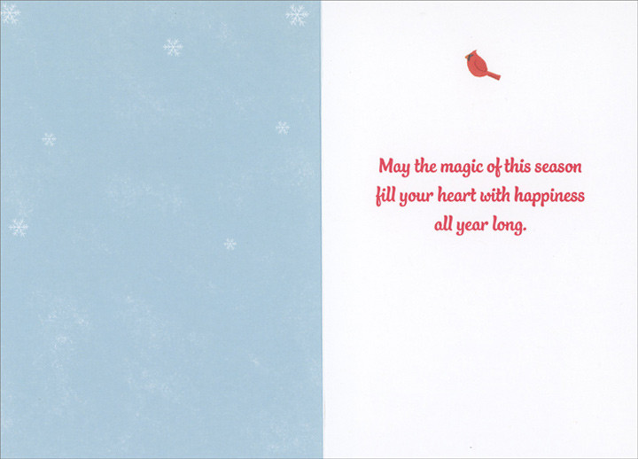 Cute Snowman, Cardinal, Rabbit and Fox on Light Blue Christmas Card ...