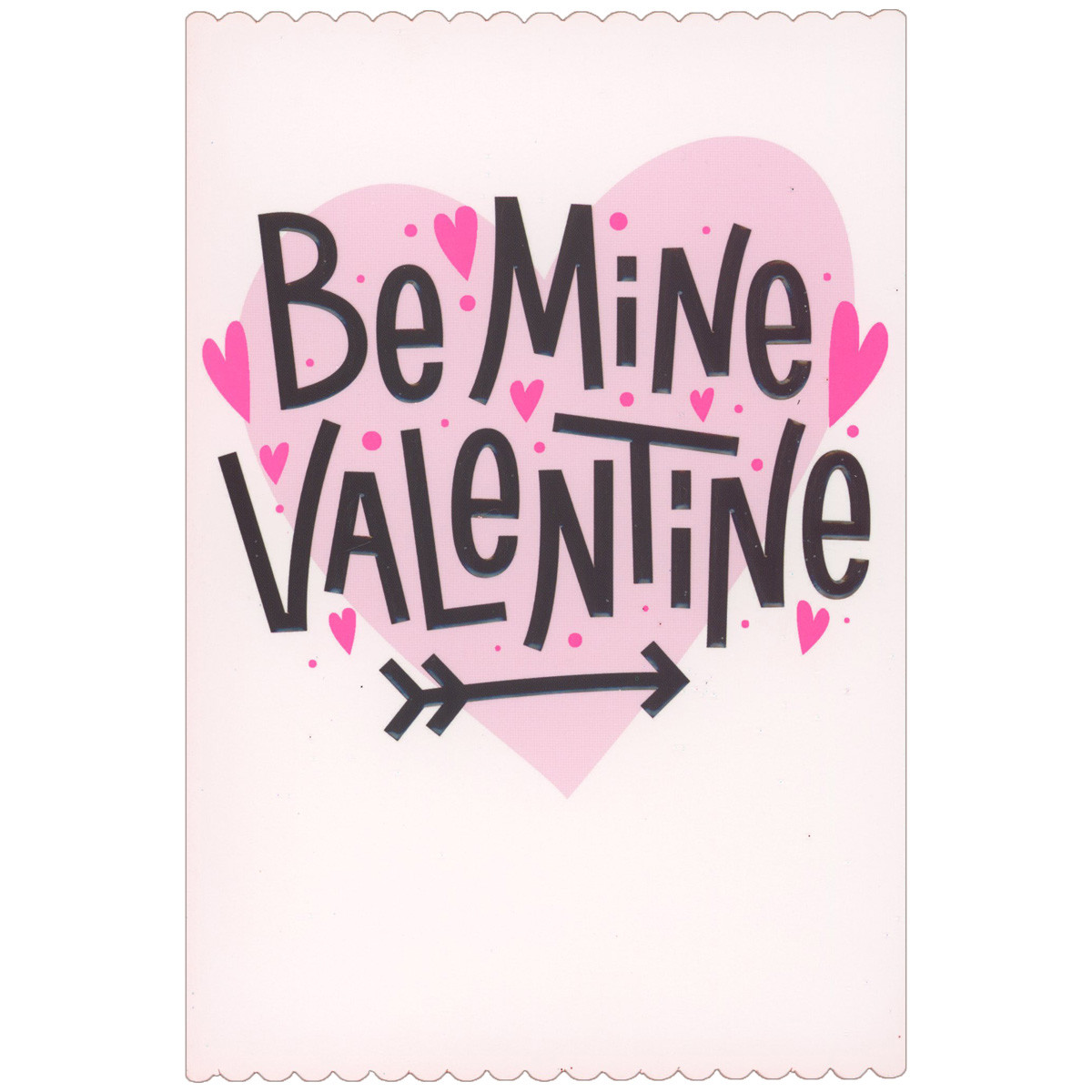 Be Mine Valentine, Arrow, Large and Small Pink Hearts Scalloped Edge ...