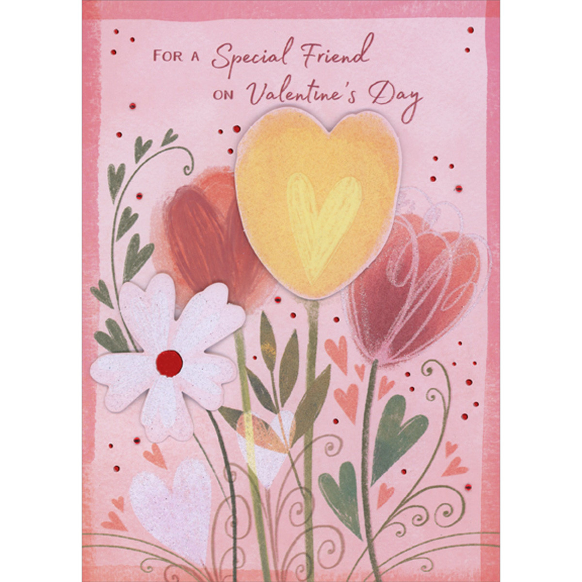 Special Friend: Die Cut 3D Yellow and White Flowers and Red Gems Hand ...