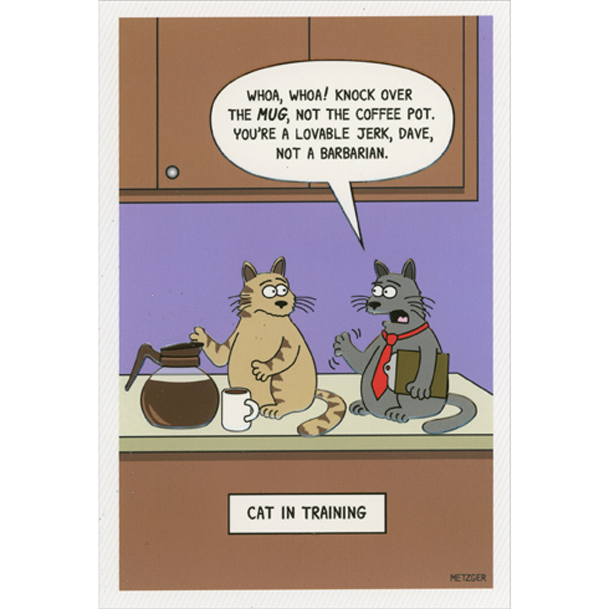Cat In Training: Knock Over the Mug Funny / Humorous Birthday Card ...