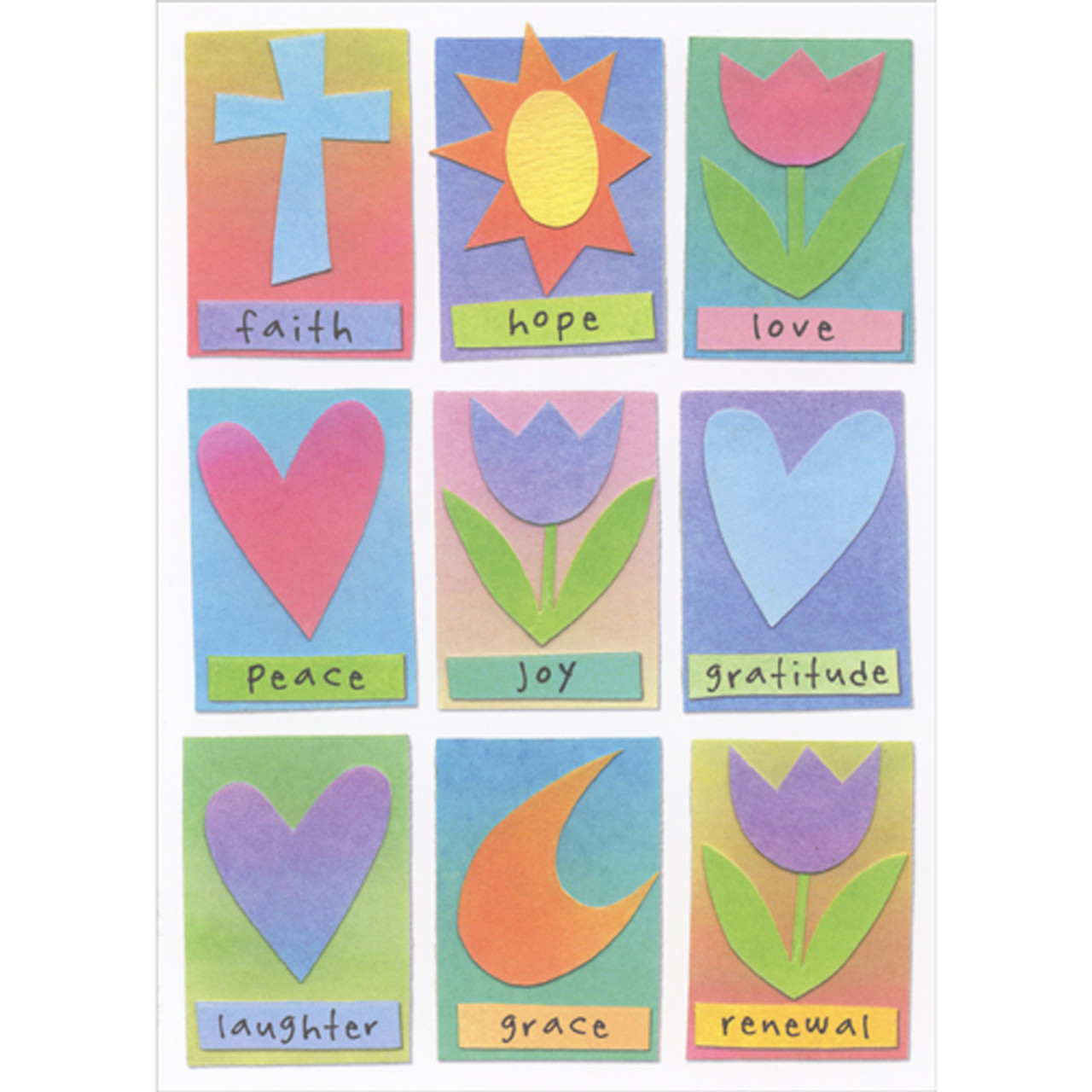Faith, Hope, Love, Peace, Joy, Gratitude: Nine Colorful Panels ...