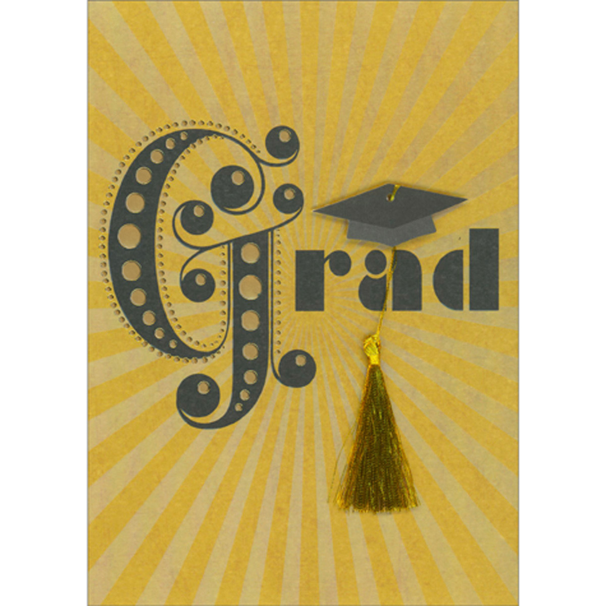 Black 3D Grad Cap and 3D Gold Tassel on Radiant Gold Background Hand ...