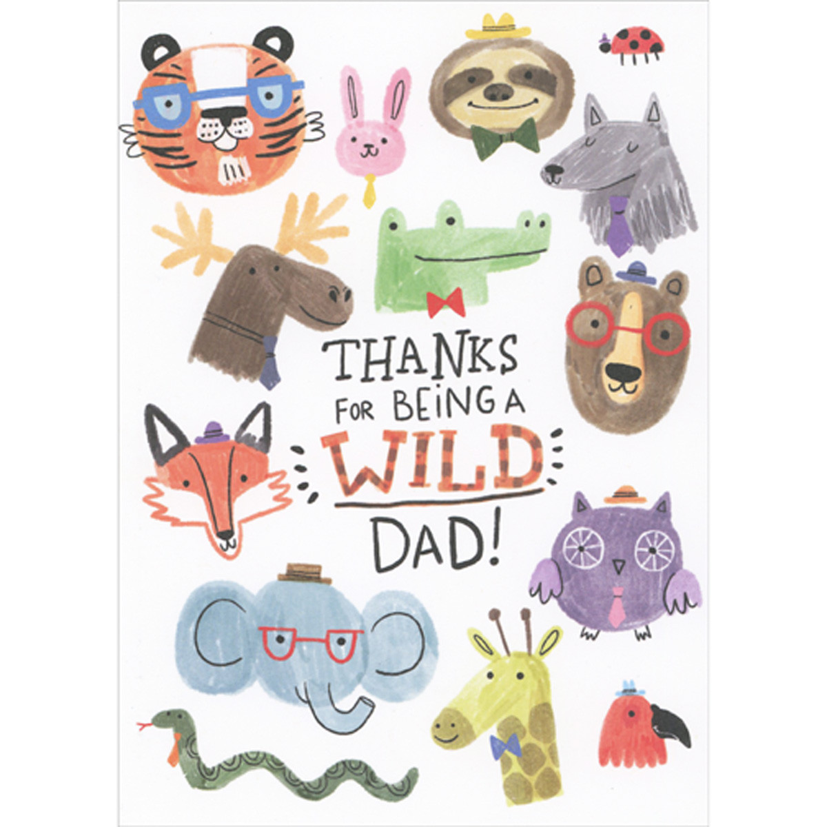 Thanks for Being a Wild Dad: Cute Animals Juvenlie Father's Day Card ...